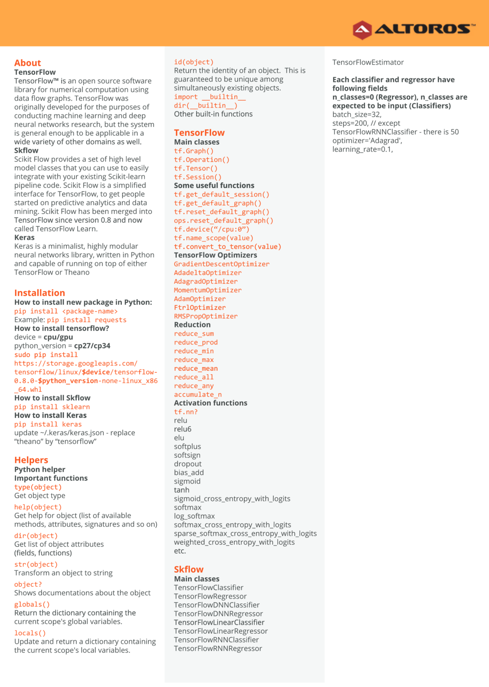 Cheat Sheets for AI, Machine Learning, Neural Networks, Big Data & Deep ...